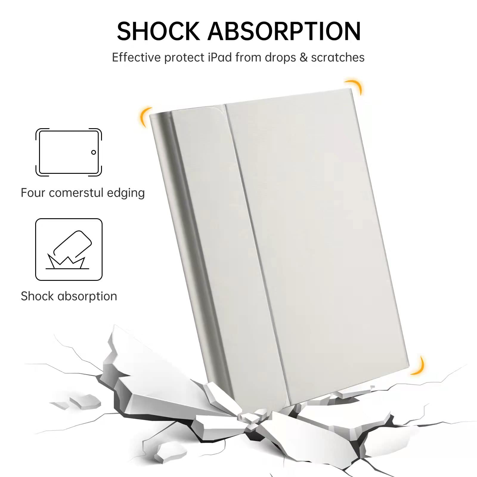 Keyboard Case for 11 Inch iPad Pro 3rd Gen 2021 / 2nd 2020 & iPad Air 4th Generation 10.9 Inch, Detachable Wireless BT Keyboard 7 Color Backlit, Tablet Cover with Pencil Holder - Silver