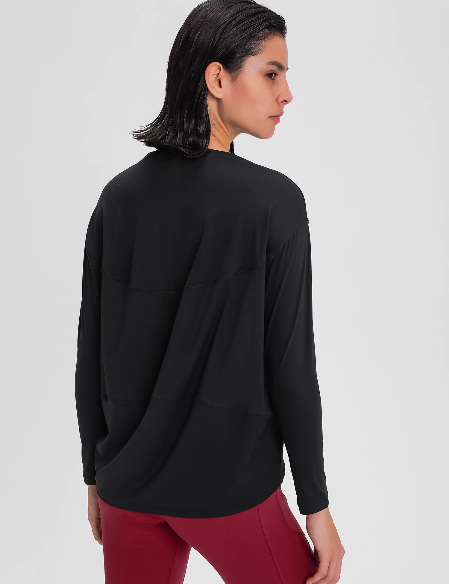 Long Sleeve Workout Shirts for Women Black Long Sleeve Athletic Loose Fit Shirt Long Sleeve Yoga Top