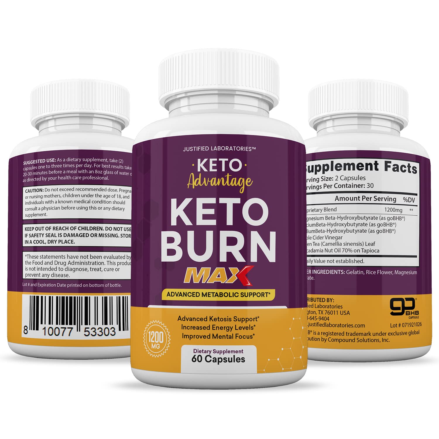 Keto Advantage Keto Burn Max 1200MG Keto Pills Includes Apple Cider Vinegar goBHB Exogenous Ketones Advanced Ketogenic Supplement Ketosis Support for Men Women 60 Capsules