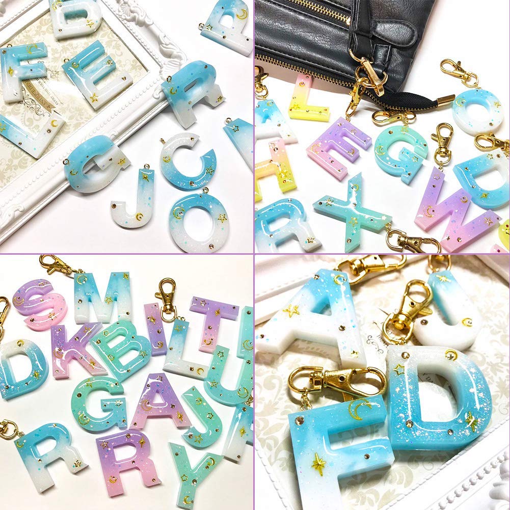 Kyrieval Resin Letter Molds Backwards Alphabet Silicone Mold for DIY Making Epoxy Resin Keychains Crafts Jewelry