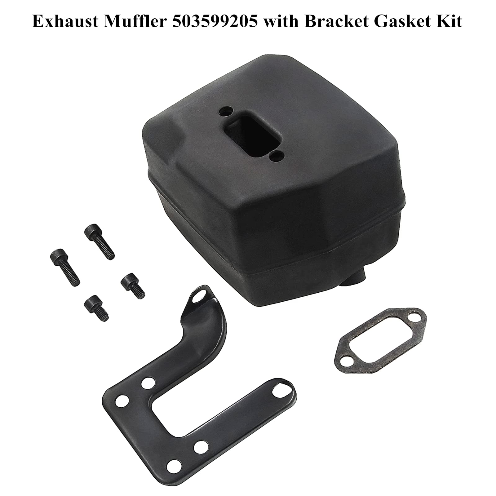 Kimsion Exhaust Muffler 503599205 with Bracket Gasket Screws Kit for Husqvarna 61 268 272 272XP 272S 268K 272K Chainsaws, Replaces 503476901