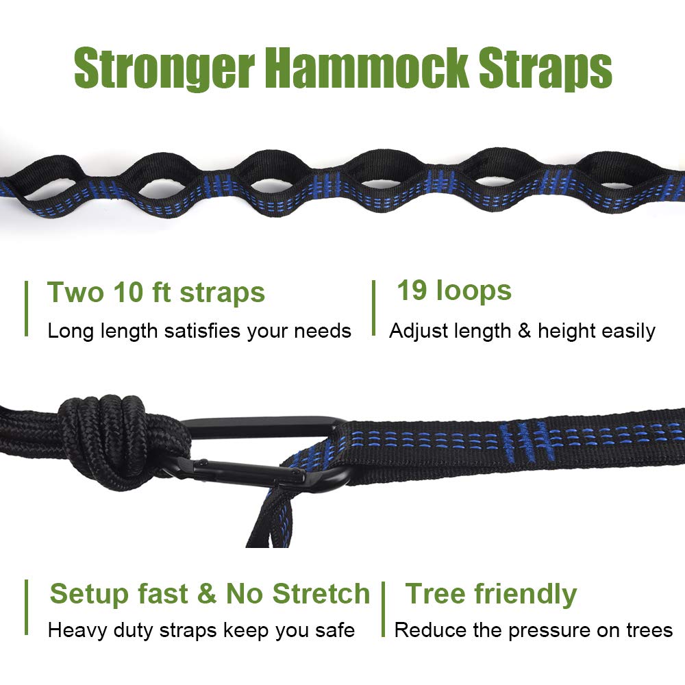 Hinastar Camping Hammock for Outside, Double&Single Portable Hammock with 2 Tree Straps, Parachute Lightweight Nylon Hammocks for Outdoor, Backpacking, Travel, Camping, Hiking(Green & Khaki)