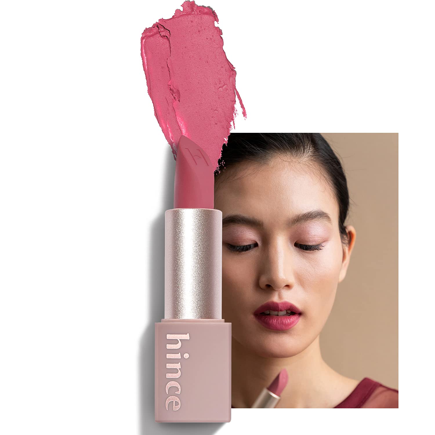 HINCE Mood Enhancer Matte 3.5g - Soft Matte Velvet Lipstick with Rich Color, Flake-Free, Slim Fitting Texture, Dense and Sensuous Mood Enhancing Color Spectrum (True Imagine)