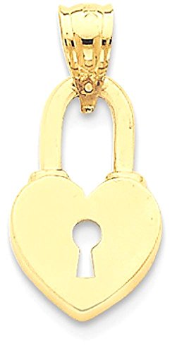 IceCarats 14K Yellow Gold Heart Love Lock Necklace Charm Pendant Only