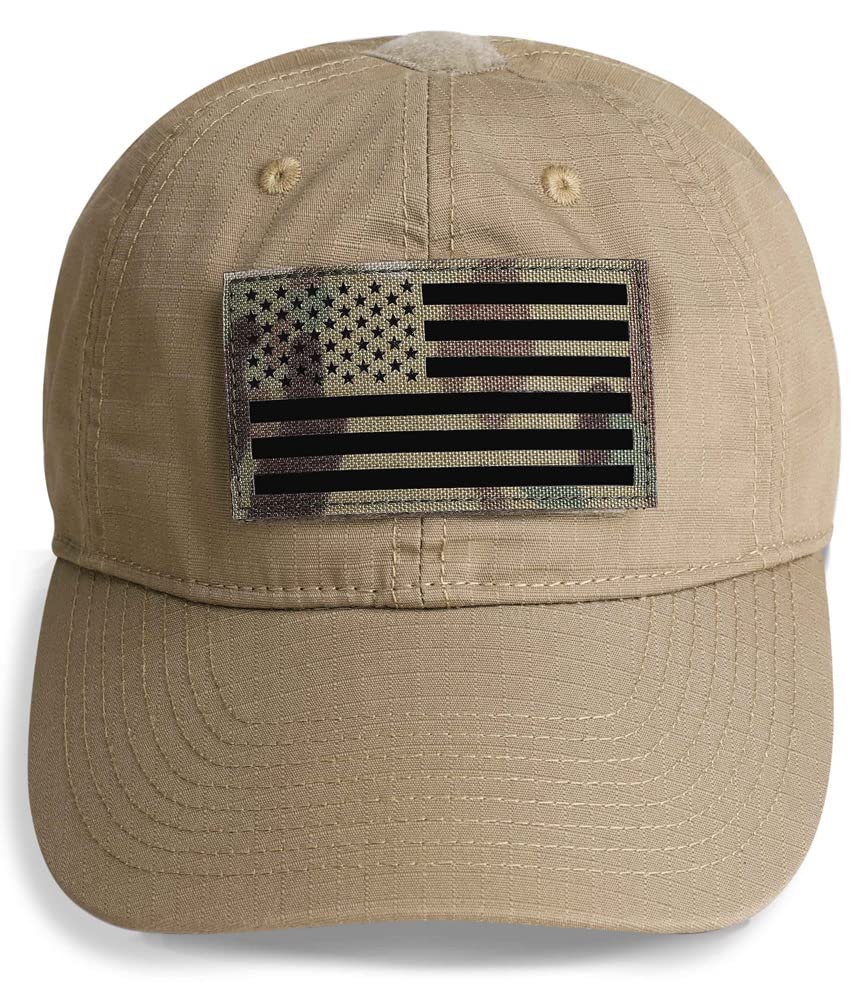 KRYDEX Tactical Cap Operator Hat Baseball Cap with Black US Flag Patch for Men Work, Gym, Hiking,Hunting (Black)