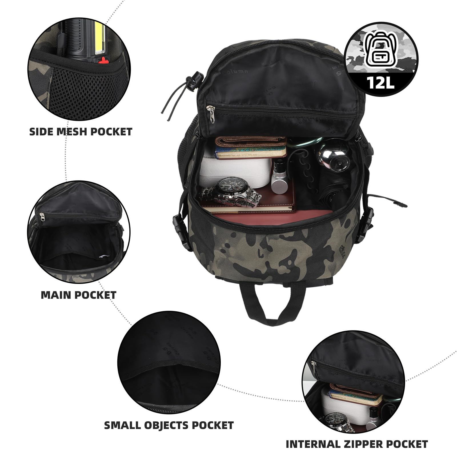 HUNTVP 10L/20L Mini Daypack Military MOLLE Backpack Rucksack Gear Tactical Assault Pack Bag for Hunting Camping Trekking