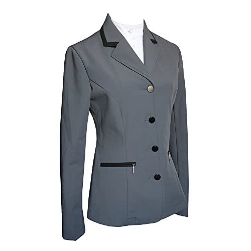 HR Farm Women's Competition Jacket Horse Riding Show Coat (Gray, 14, numeric_14)