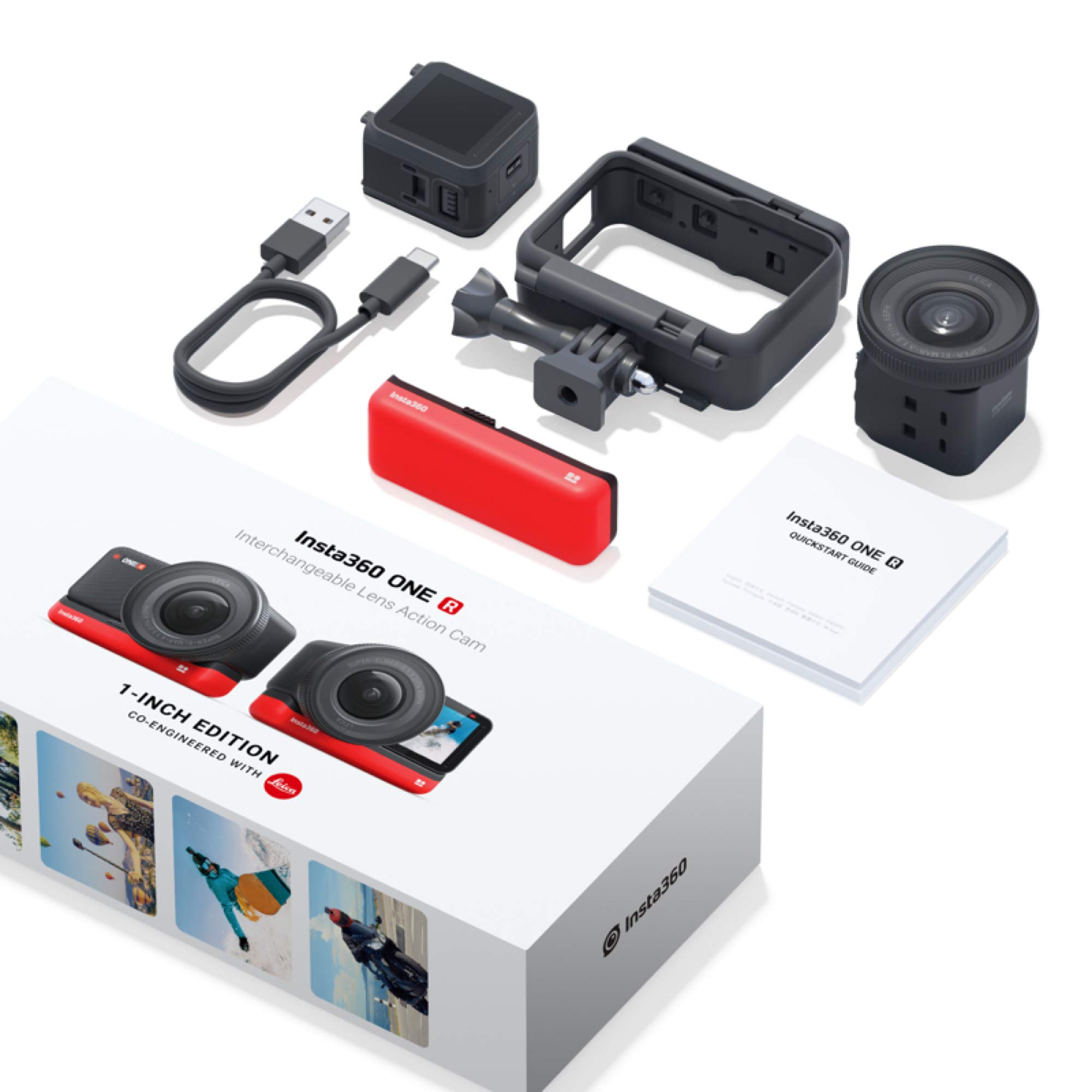 Insta360 ONE R 1-Inch Edition Co-Engineered โ 5.3K 30fps Action Camera with 1-Inch Sensor, 4K 60fps, Stabilization, IPX8 Waterproof, 19MP
