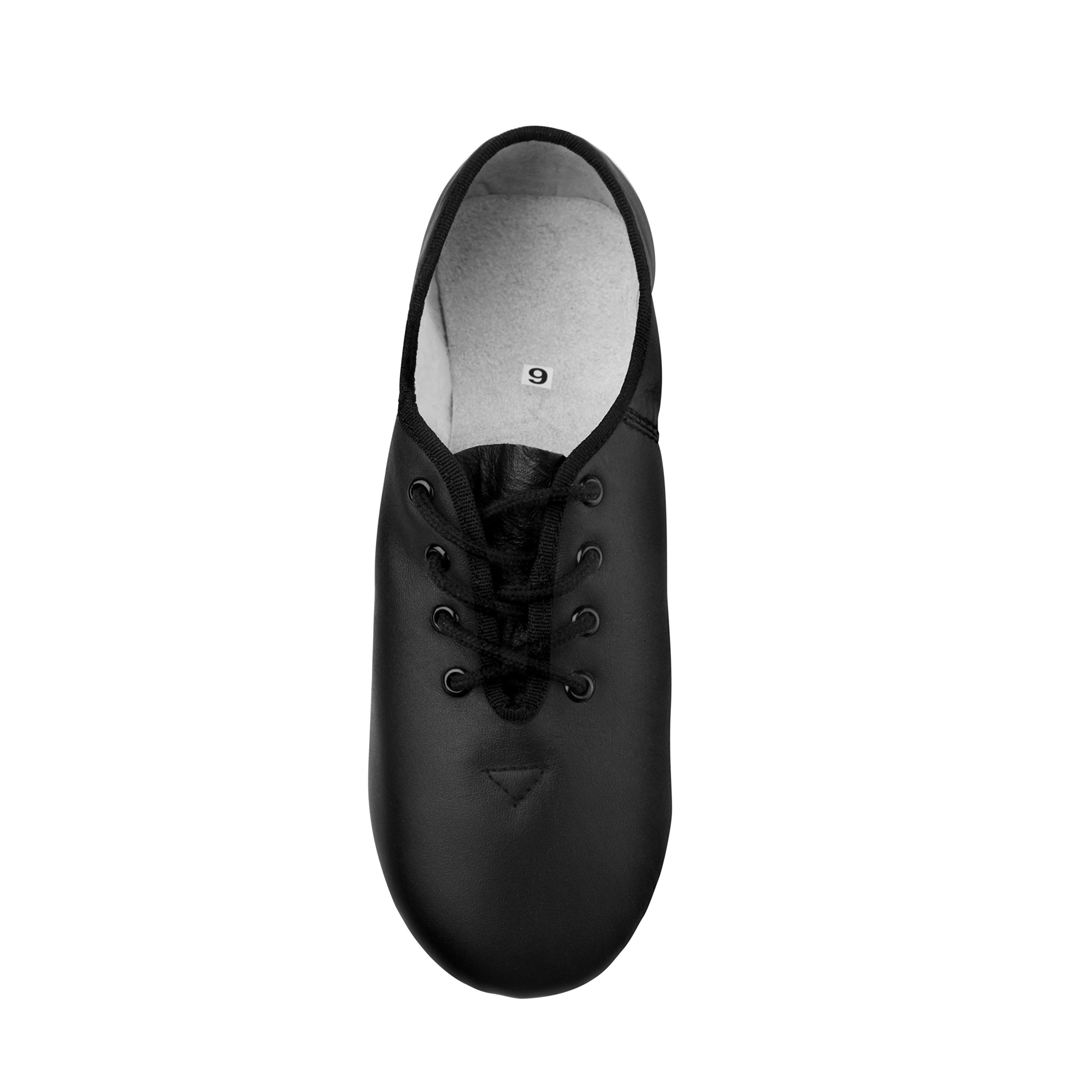 Linodes Leather Lace Up Unisex Jazz Shoe for Women and Men's Dance Shoes Black 8M