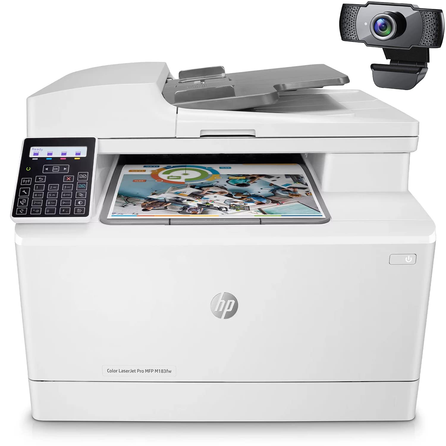 HP Laserjet Pro M183fw Wireless Color All-in-One Laser Printer for Business - Print Scan Copy Fax - 16 ppm, 600x600 dpi, 8.5x14, 35-Sheet ADF, Ethernet, Tillsiy