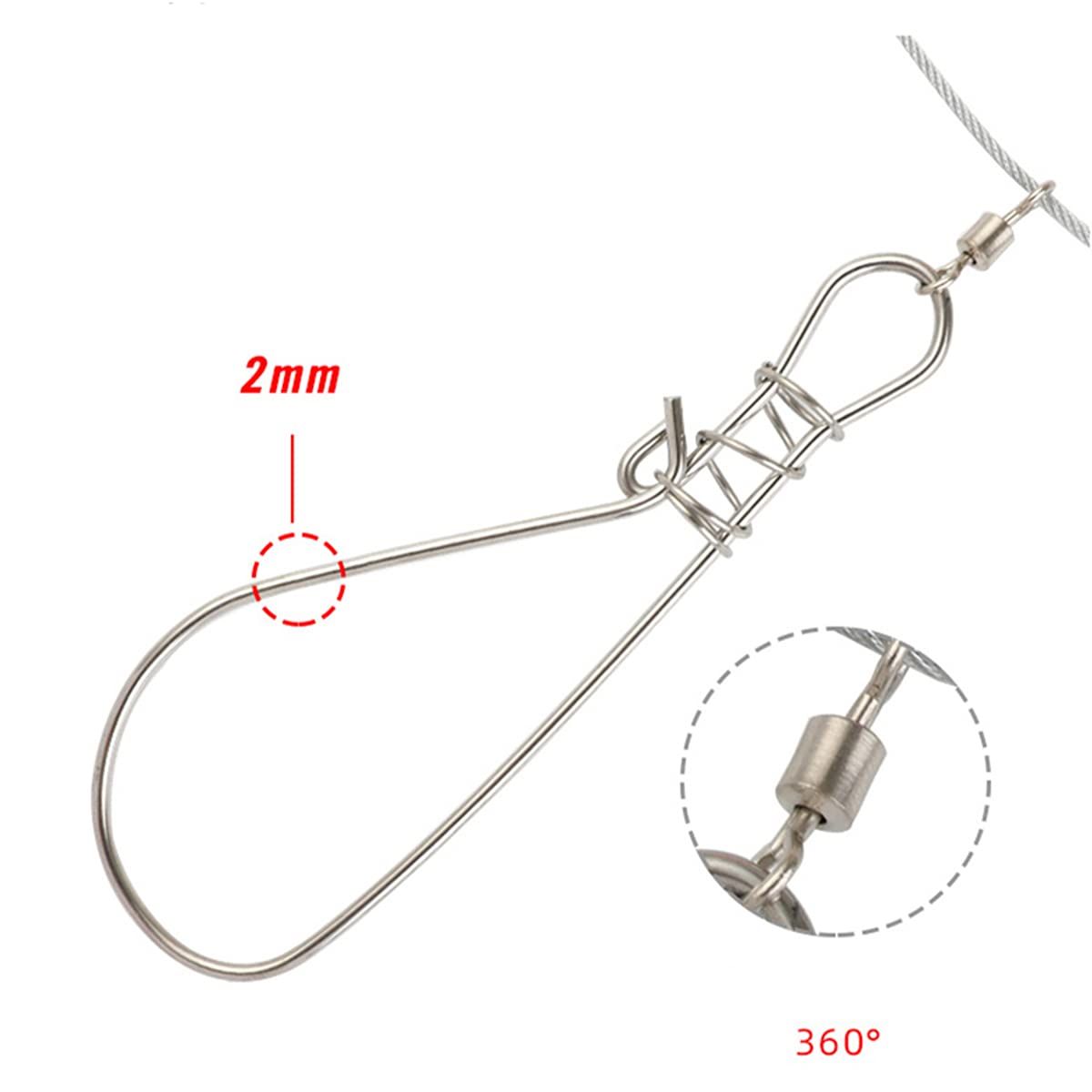 Joyeee Stainless Steel Fishing Stringer for Wading Boat Kayak, with Float Carabiner, 10 PCS Fish Lock and Plastic Handle, 27 FT 300lb Silent Stringer Durable Fishing Gear, Clip Fish Holder, Red