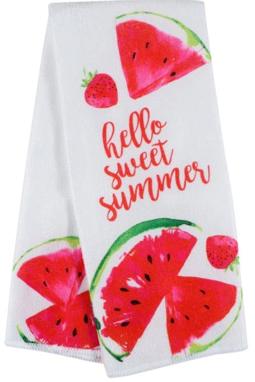 Luti Home Hello Sweet Summer & Bring Your Own Sunshine Kitchen Towel Gift 3 Piece Set with 2 Kitchen Towels and Spoon - Hostess, New Home, Gift Set
