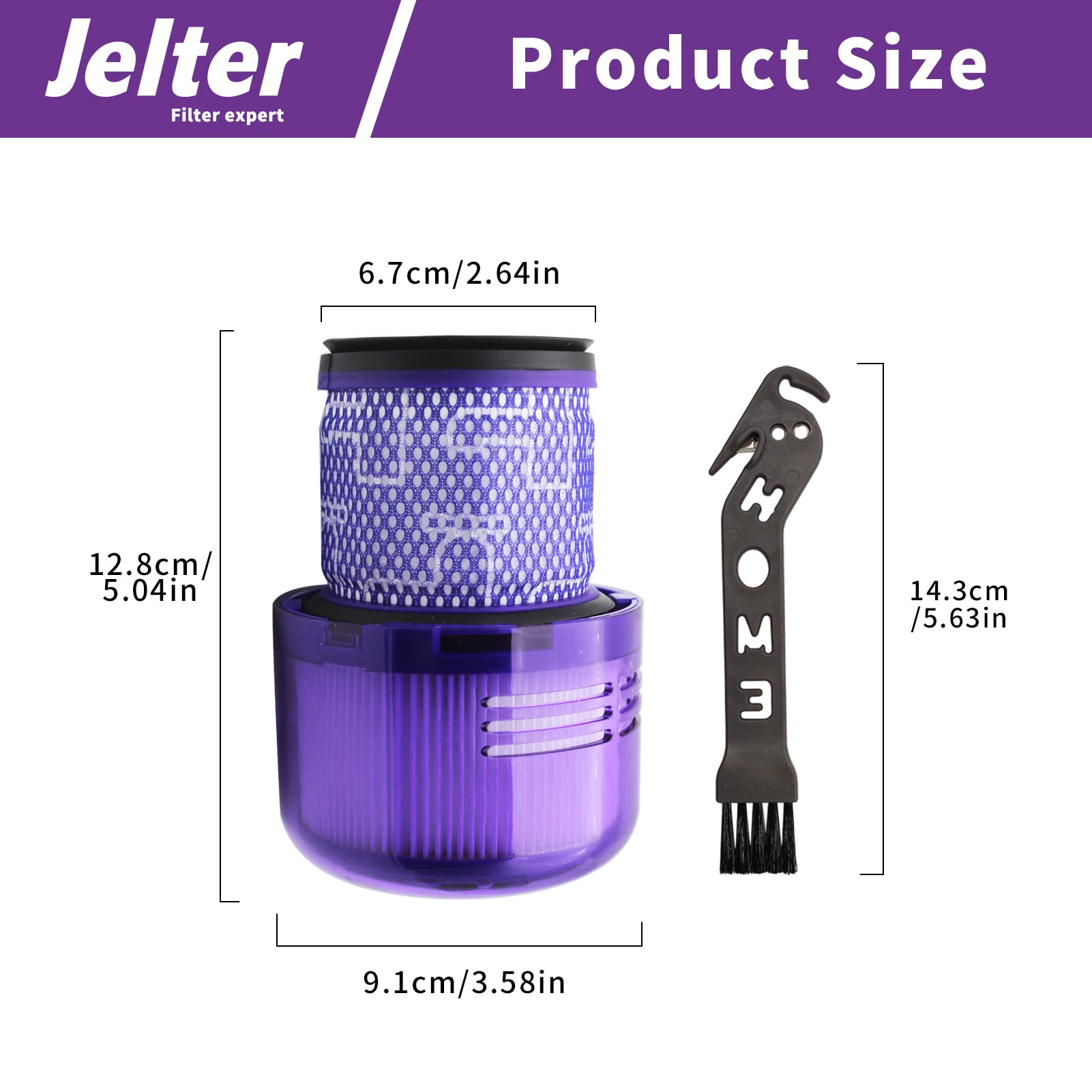 Jelter 2 pack V15 detect filters replacement parts compatible for Dyson V15 Hepa post filter detects + SV14 vacuums