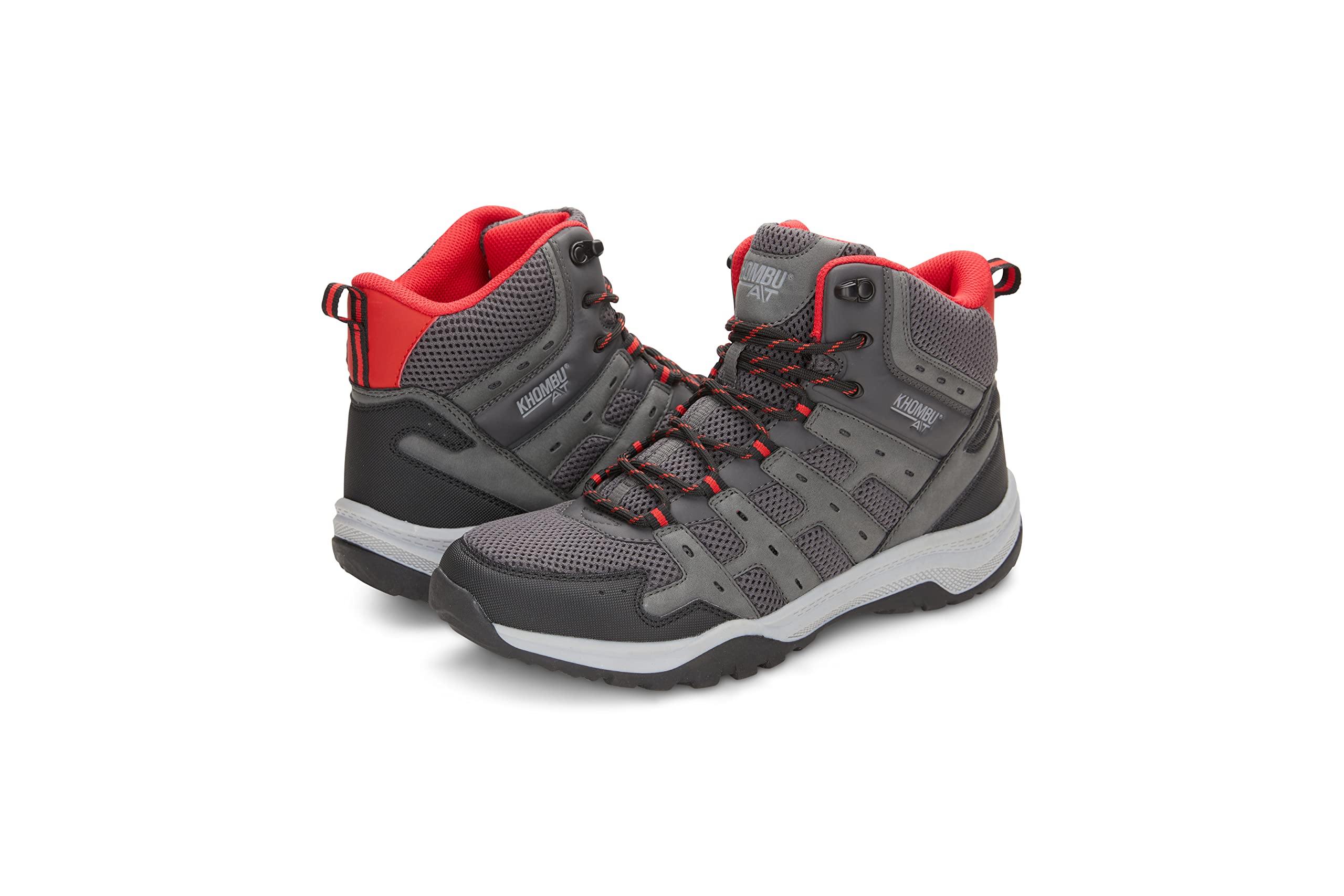Khombu Atwood Waterproof Hiking Boots for Men Aggresive Lug Pattern Rugged & Hardy Structure, Forged Iron/Red, 10