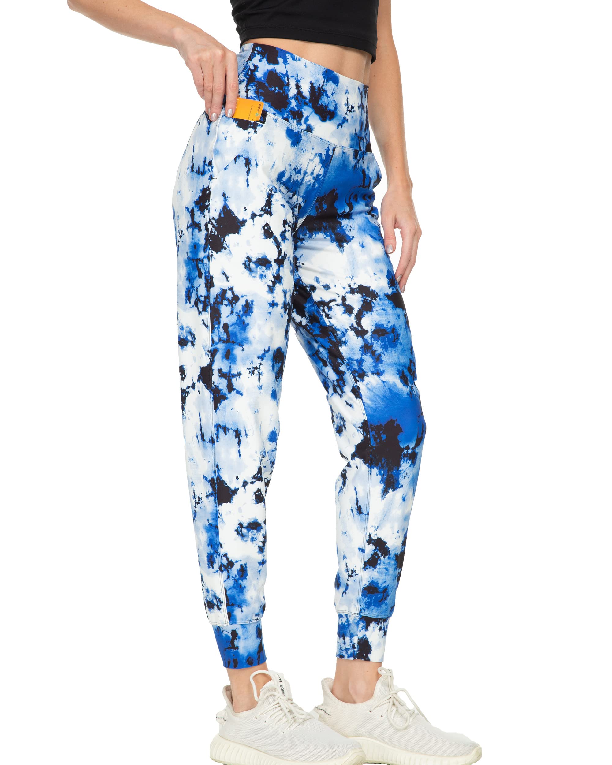 Kcutteyg Women's Joggers with Pockets High Waisted, Workout Athletic Sports Soft Lounge Pants for Running(Tie Dye Blue,Small)