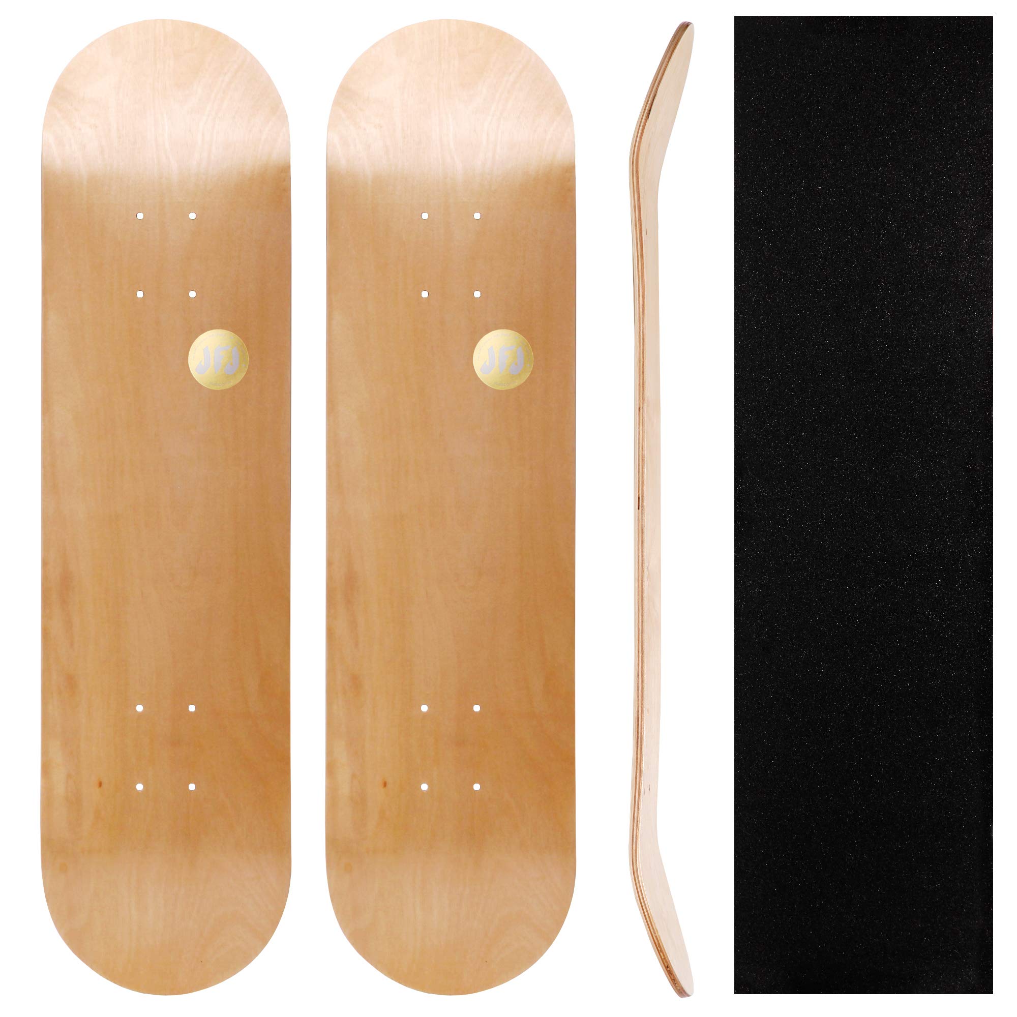 JFJ Maple Skateboard Decks Double Tail Skateboard Light Decks Free Skateboard Grip Tape (Wood, 2 PCS)