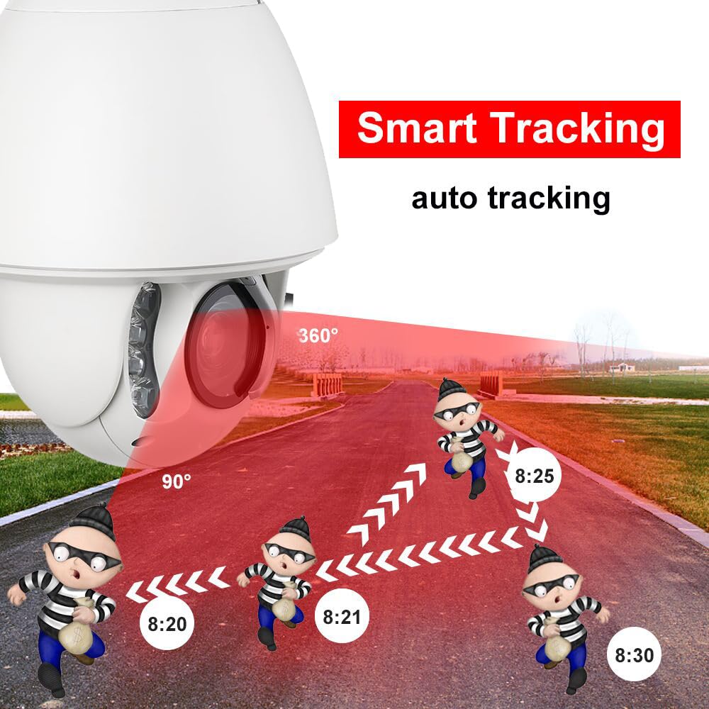 IMPORX Auto Tracking PTZ IP Live Camera, 36X Optical Zoom, 8MP 3840X2160 Outdoor IP66 Waterproof Camera, 500ft Night Vision, Motion Detection, Support Micro SD Card and P2P Support RTMP