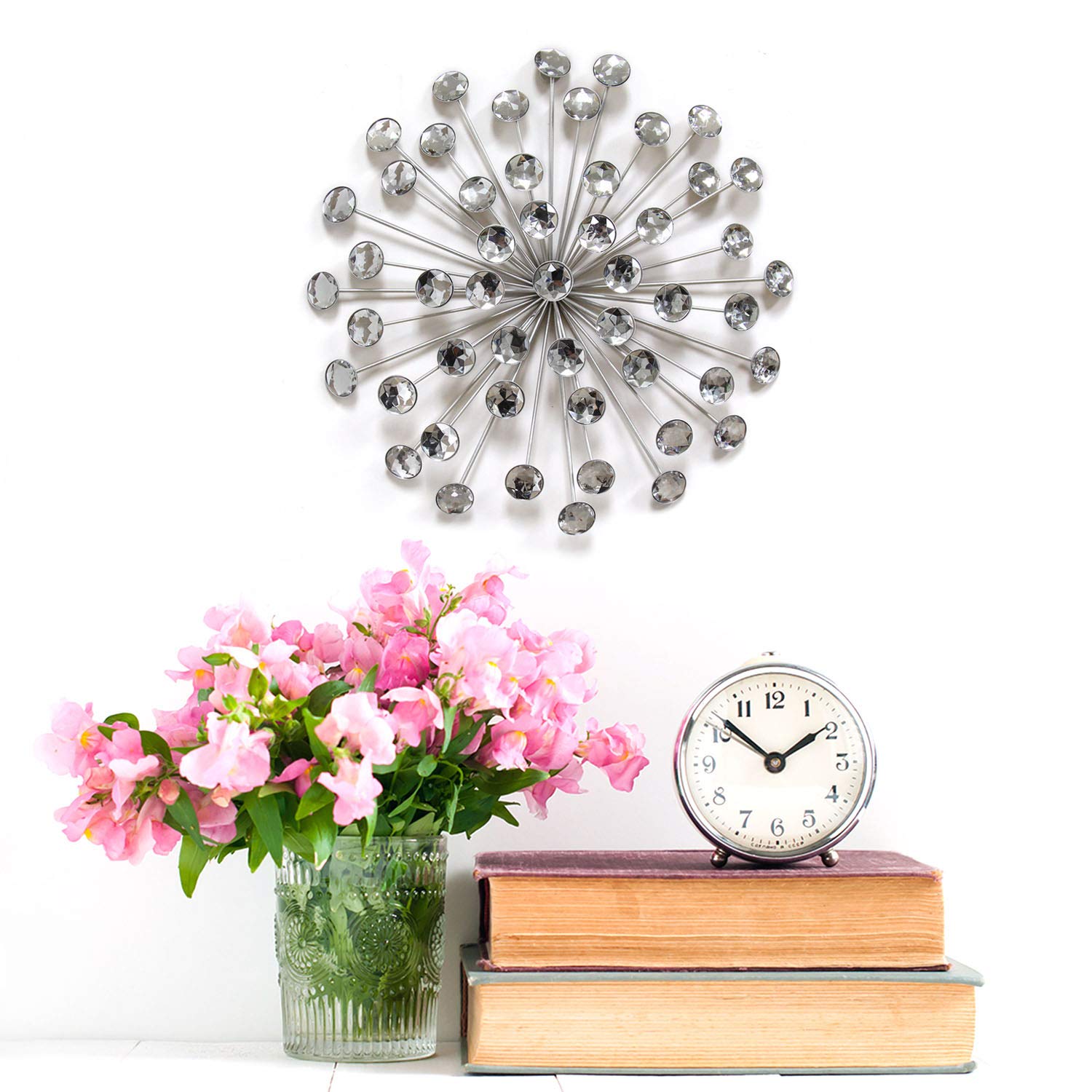 Jem art inc Stratton 16" Modern Handcrafted Acrylic Burst Wall Decor - Silver