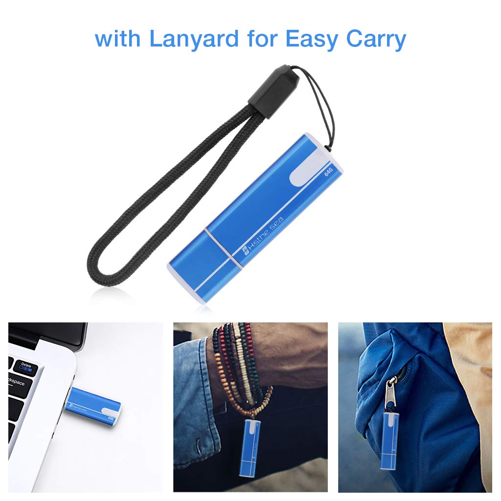 Hsthe Sea 64GB Thumb Drive 5 Pack High Speed USB 3.0 Memory Stick with LED Light USB Flash Drive Pen Drive Waterproof Design for Storage(Multicolors)