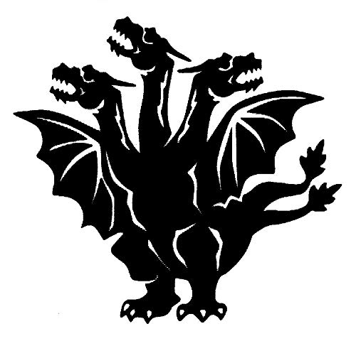 King of Monsters Chibi Ghidora Dye Cut Decal Vinyl Sticker Auto Car Truck Wall Laptop 5.5" Tall - Black Color