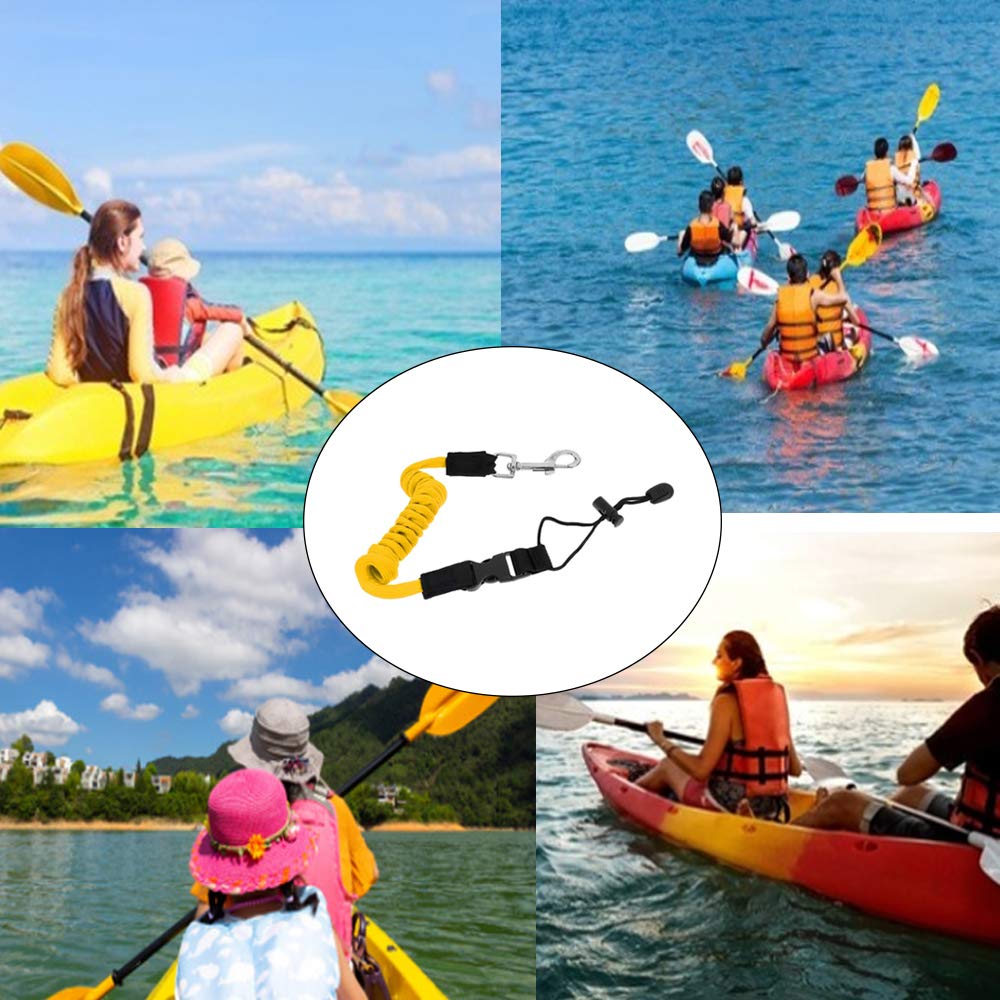 Kayak Paddle Leash, Yellow Rod Leash, Adjustable Kayak Safety Rod Leash,Lanyard Leash Stretches to 48 inch, for Kayaking/SUP Paddle Boarding/Fishing