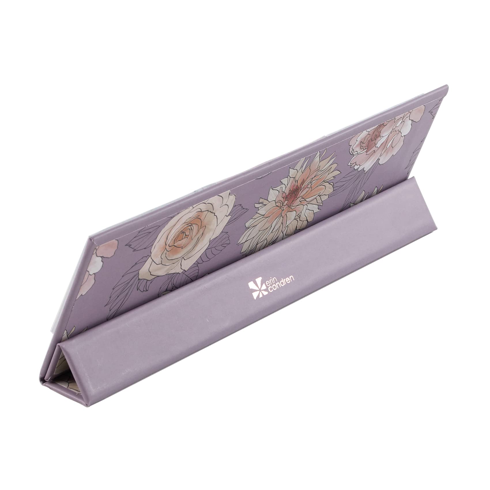 Magnetic Sticky Note Stand - Flora. Includes 3 Pads w 30 Sticky Notes Each. 8" Ruler Built-in. 8.25" W x 2/75" H x 1.25" D Assembled. Standing Sticky Notes Set by Erin Condren.
