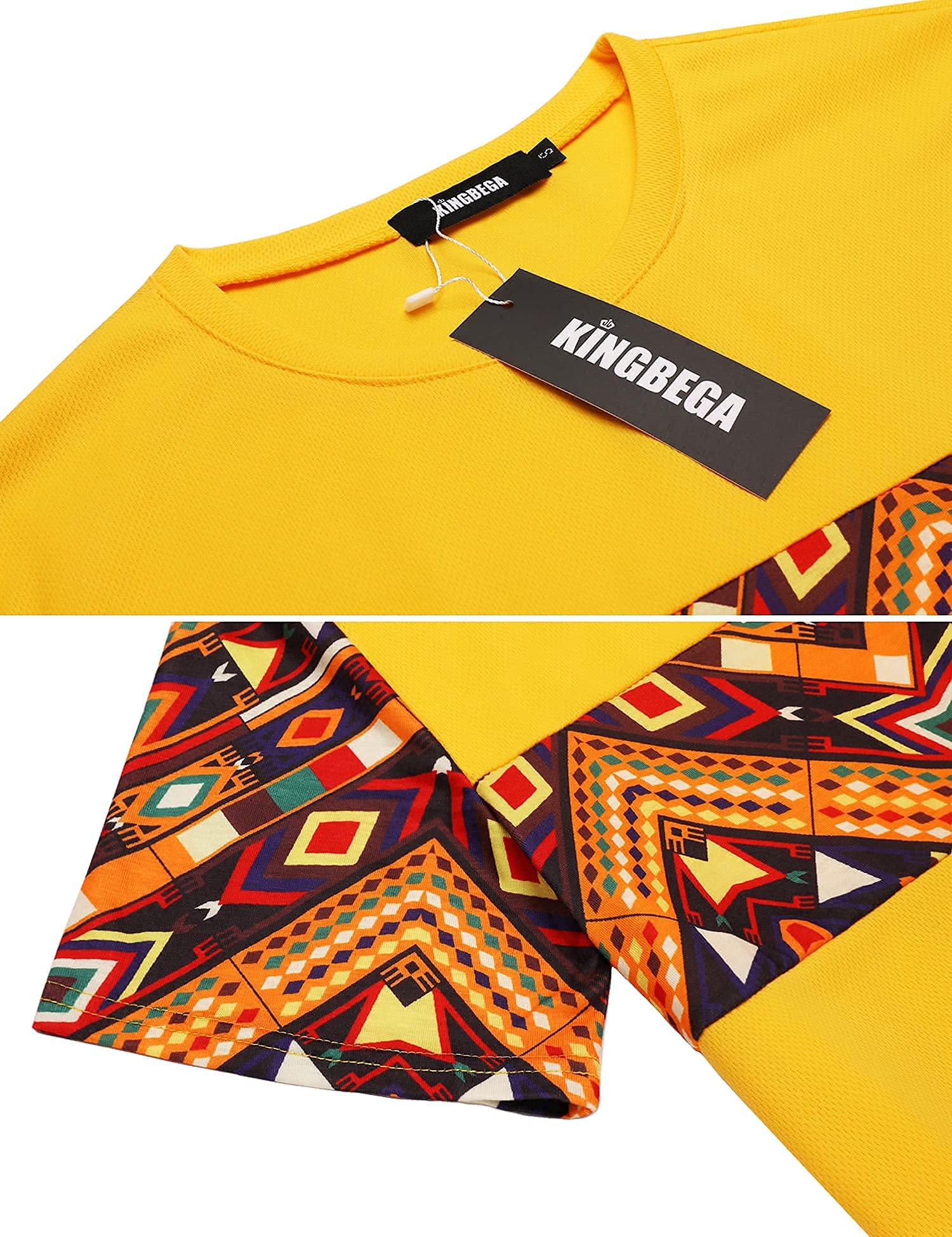 KINGBEGA Men's African Pattern Printed T-Shirt and Shorts Set Sports Mesh Tracksuit Dashiki Outfits