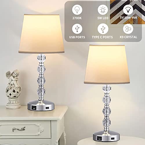 Unfusne Lamps for bedrooms Set of 4, Touch Control Table Lamp 3 Way Dimmable Nightstand Lamp with Fabric Shade, Small Lamp Set of 2 for Living Room, Dorm, Home,Office