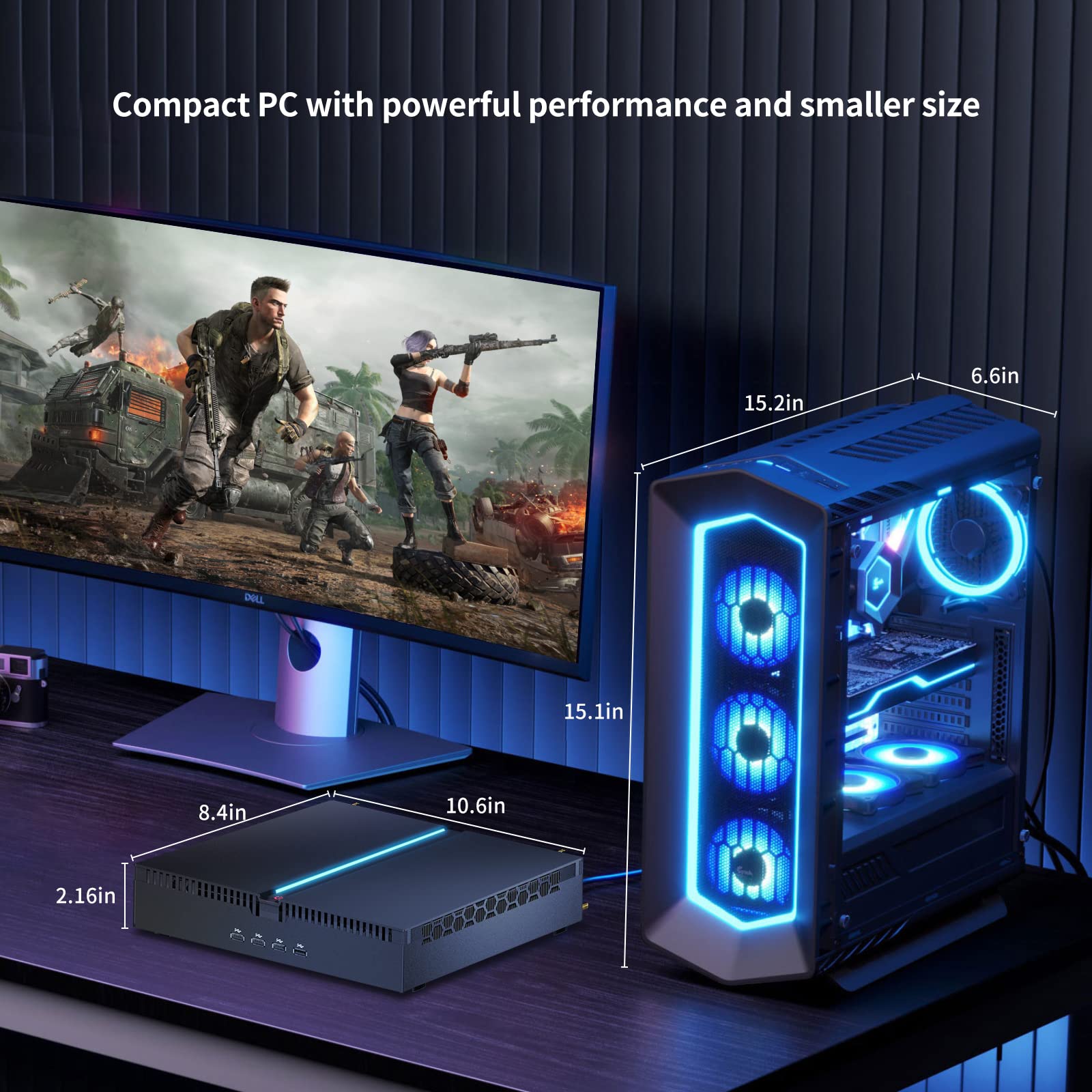 Kinupute Mini PC Gaming, Desktop Computer Core i9-12900F Upto 5.1GHz, Windows 11 Pro, 64G DDR4| 2T M.2 NVME SSD, GeForce RTX3060 12G, Dual LAN, Four Display, Supports 8K Outputs, WiFi6E/BT5.3, Optical