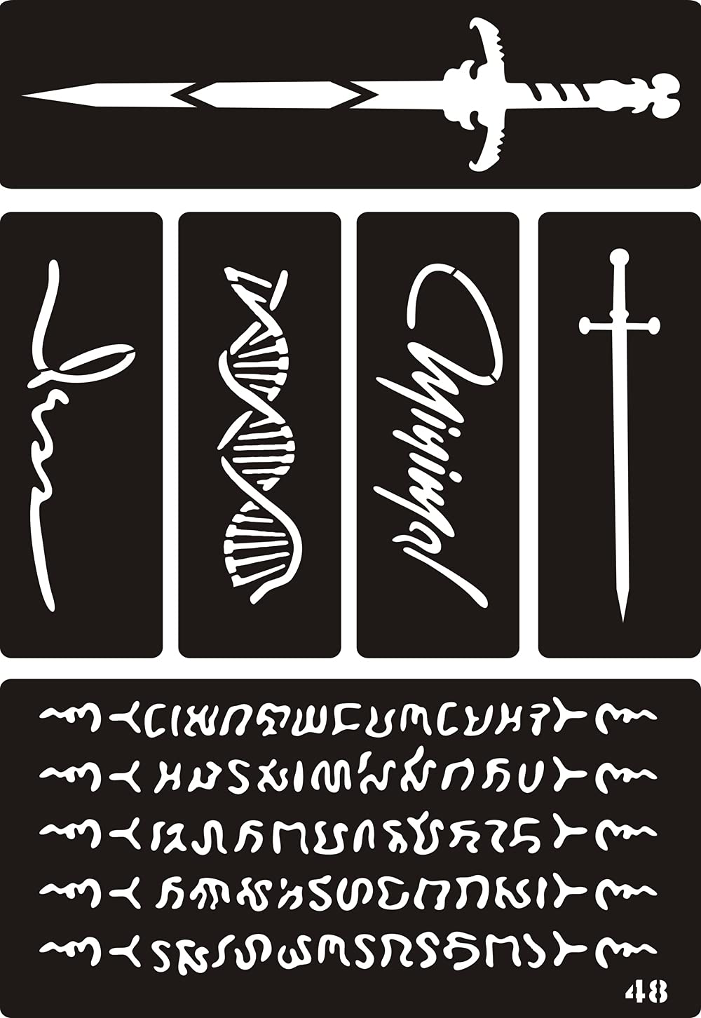 Kotbs 6 Sheets Henna Tattoo Stencil Kit, 52pcs Cross Sword Arrow Patterns Temporary Glitter Airbrush Tattoo Stencils Arabian Tattoo Stickers for Face Paint Body Art