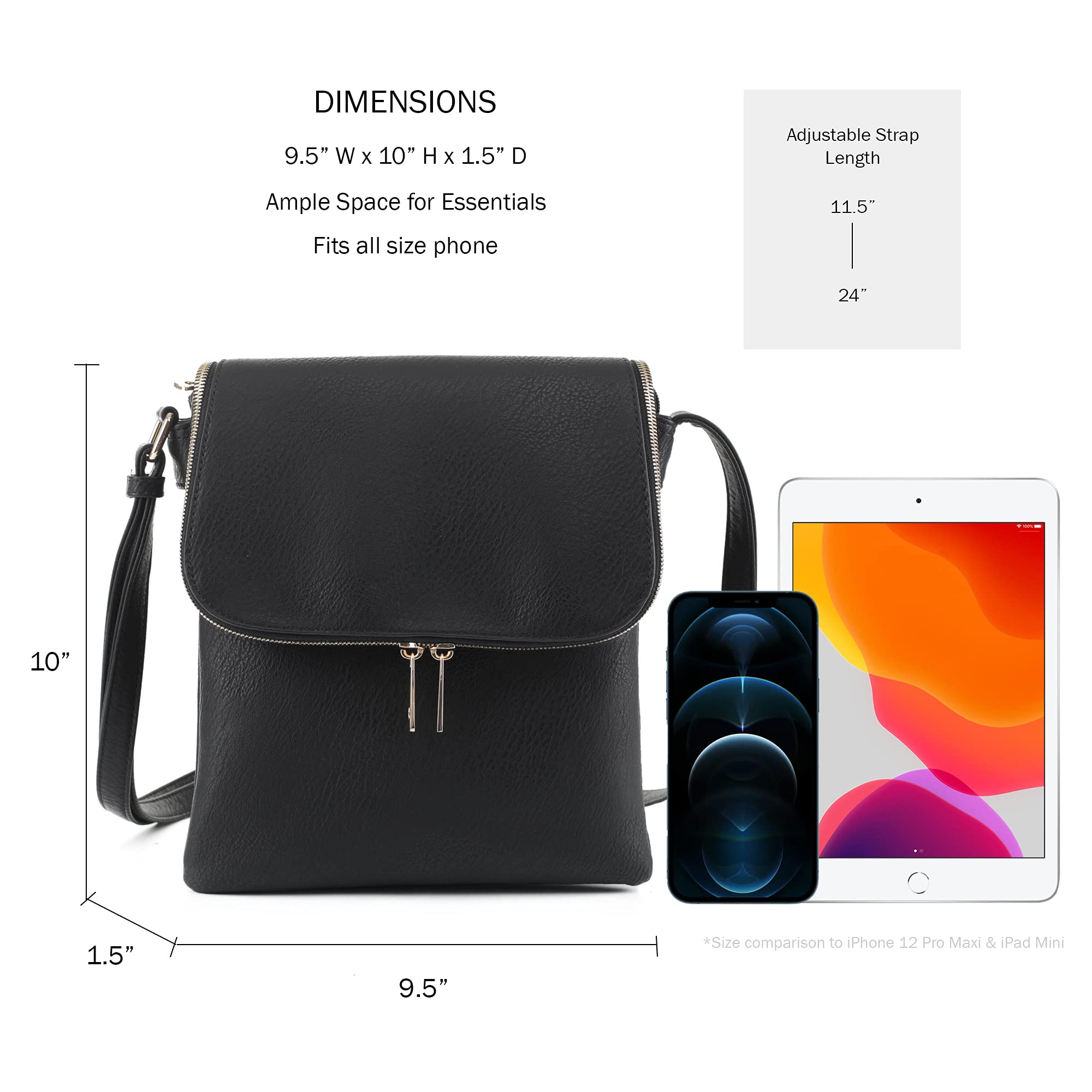 JESSIE & JAMES Cheyanne Concealed Carry Crossbody Bag with Lock and Key| Black