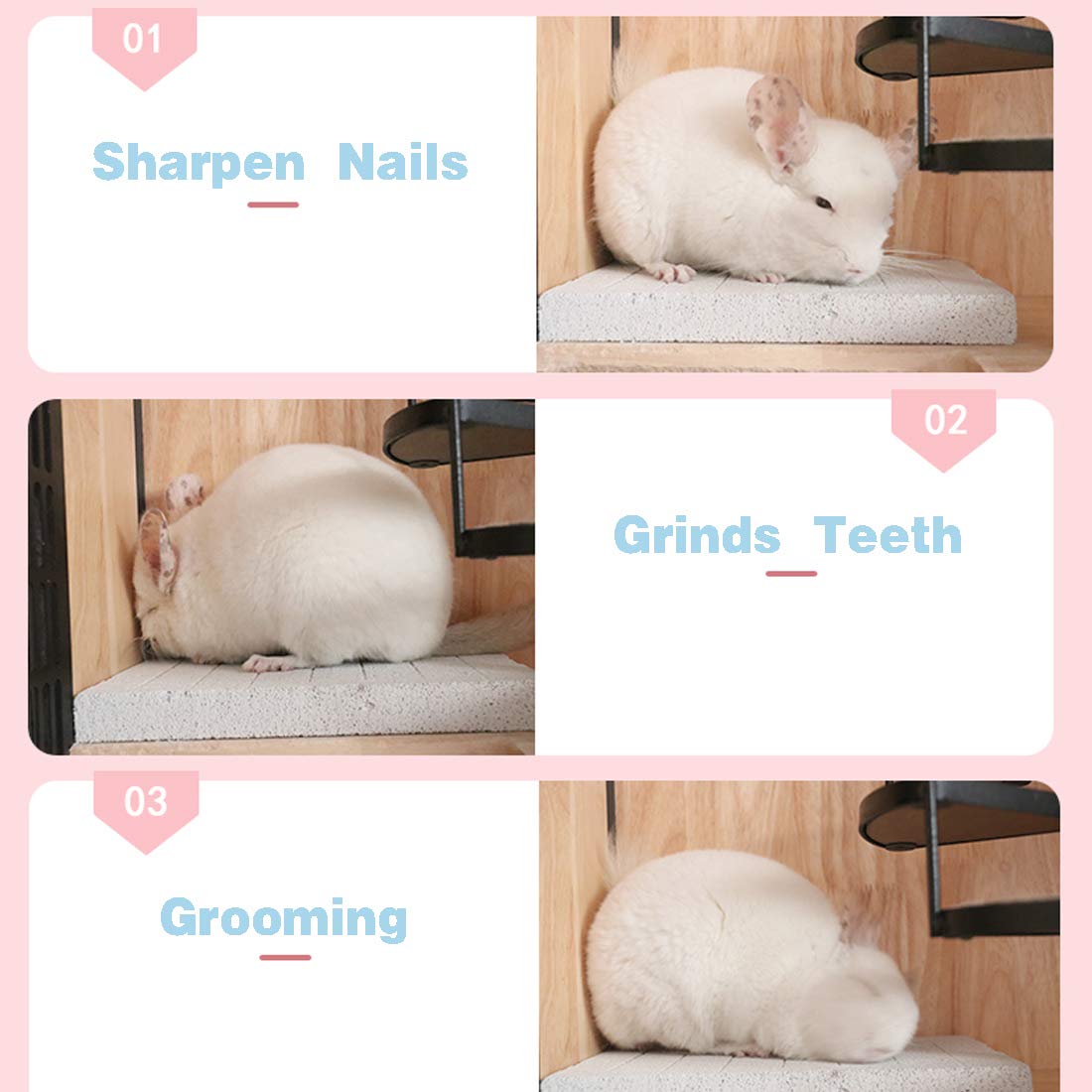 Hamiledyi 4PCS Rabbit Scratching Pad Bunny Scratch Board Grinding Claw Pad Small Animal Foot Pads Lava Grinding Teeth Stone Chew Toy for Rabbit Guinea Pig Rat Gerbil Chinchilla Cage Accessories