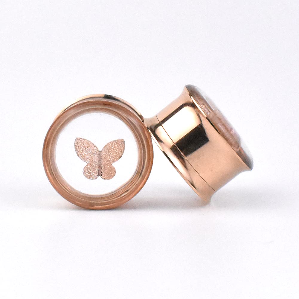 Jboyanpei 6Pcs/3pair Cute Butterfly Ear Gauges Plugs Stretching Kit Tunnels Stainless Steel Screw on Double Flared Expander Size 10mm