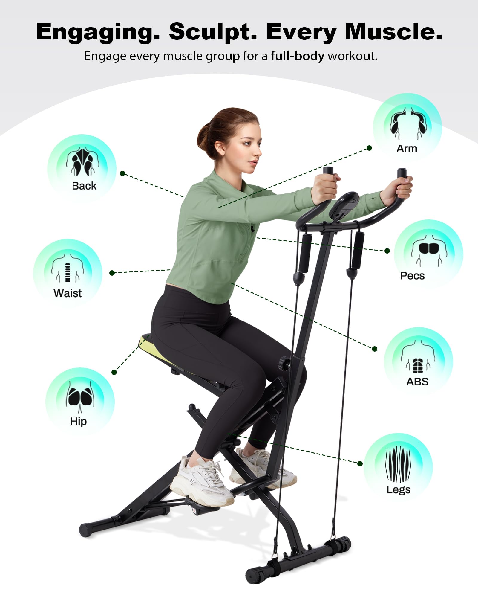 HUAGEED 3 in 1 Squat Machine for Home, Foldable Cardio Training Equipment, Squat Assist Glute Trainer for Leg Exercise & Butt Workout