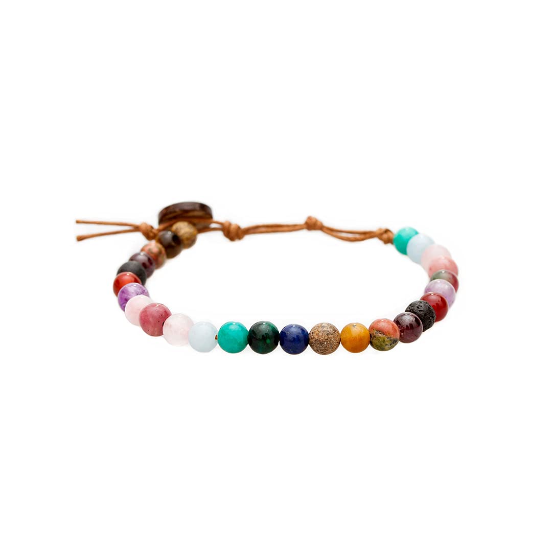 Lotus and Luna 6MM Energy Chakra Healing Bracelet with Real Stones Jade, Pearl, Rose Quartz, Amethyst, Moonstone… (Master Healer)