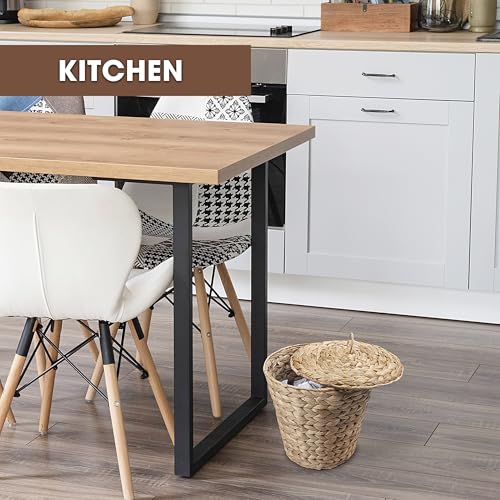 TREVIETDECOR Wicker Trash Can with Lid | Wicker Trash Basket | Wicker Waste Basket for Bathroom, Bedroom, Kitchen, Living Room