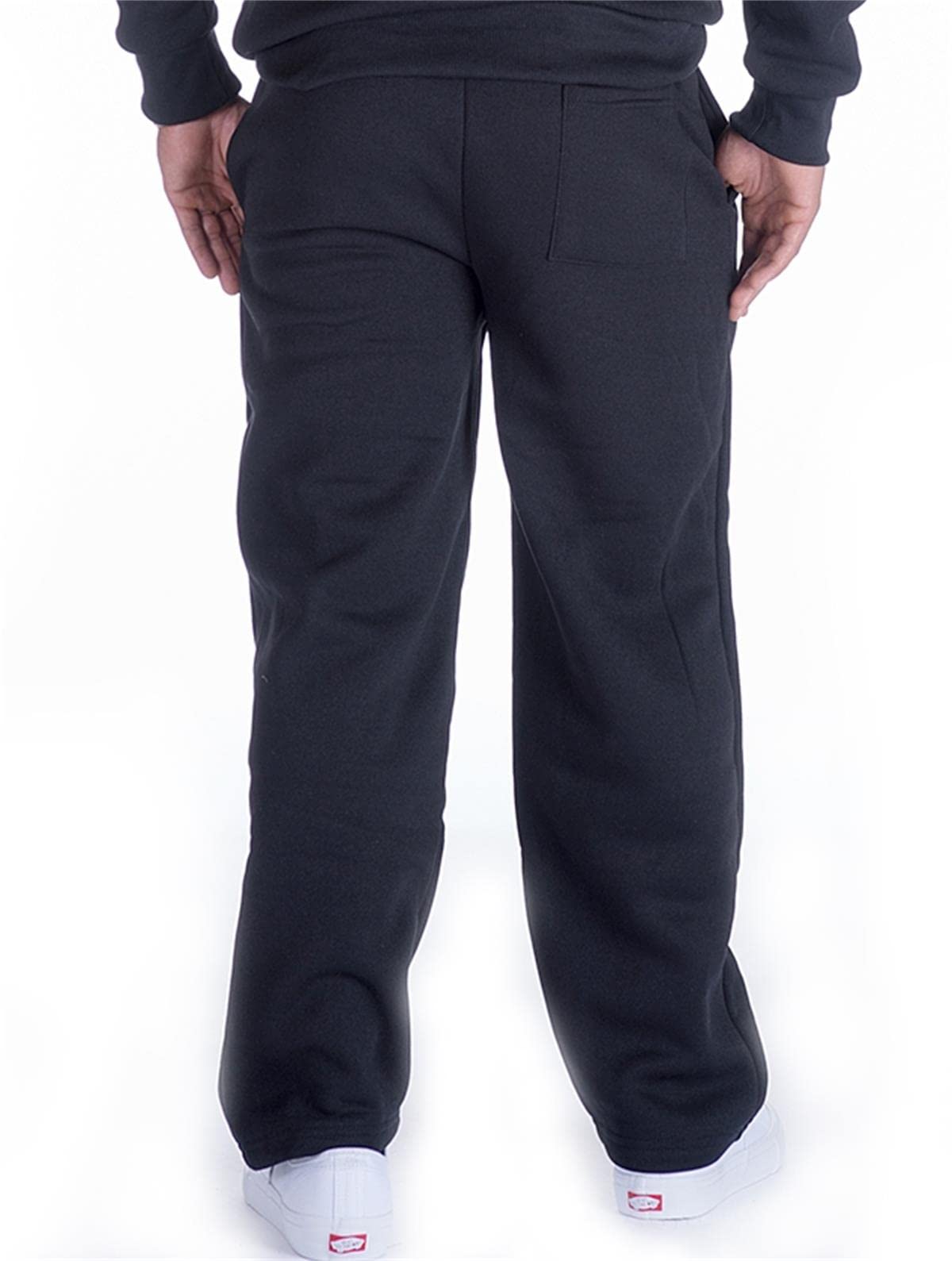 LI HANTON Men's Sweatpants Fleece Jogger Pants Athletic Workout Running Sports Sweatpants with Pockets Open Bottom(Black, US M)