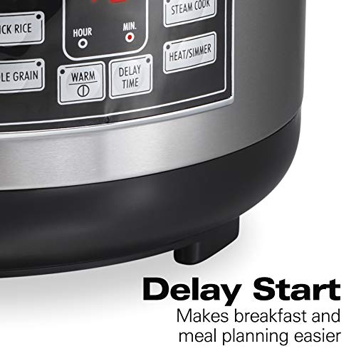 Hamilton Beach Digital Programmable Rice Cooker & Food Steamer, 20 Cups Cooked (10 Uncooked), With Steam & Rinse Basket, Stainless Steel (37543)