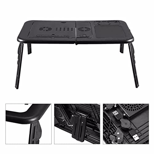 JIMEOG Folding Laptop Desk Adjustable Computer Table Stand Foldable Table Cooling Fan Tray for Bed Sofa Notebook for Computer Table