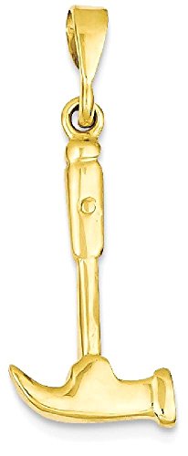 IceCarats 14K Yellow Gold Hammer Necklace Charm Pendant 30mm x 10mm Only