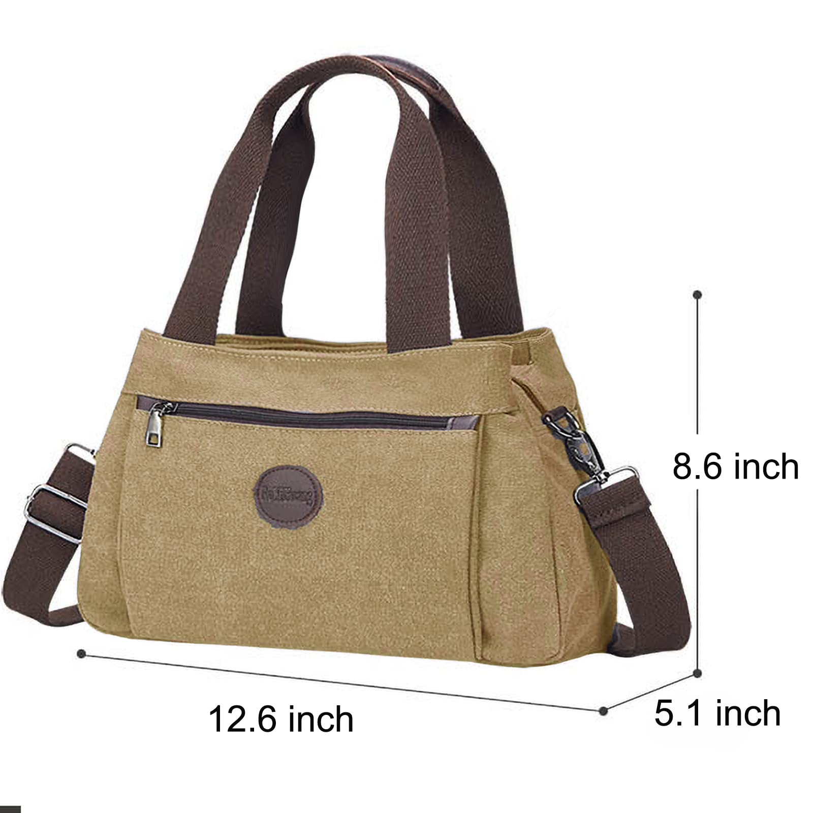 Lytosmoo Canvas Crossbody Shoulder Tote Purse Bag for Women Multi-pocket Casual Purse Messenger Work Bags