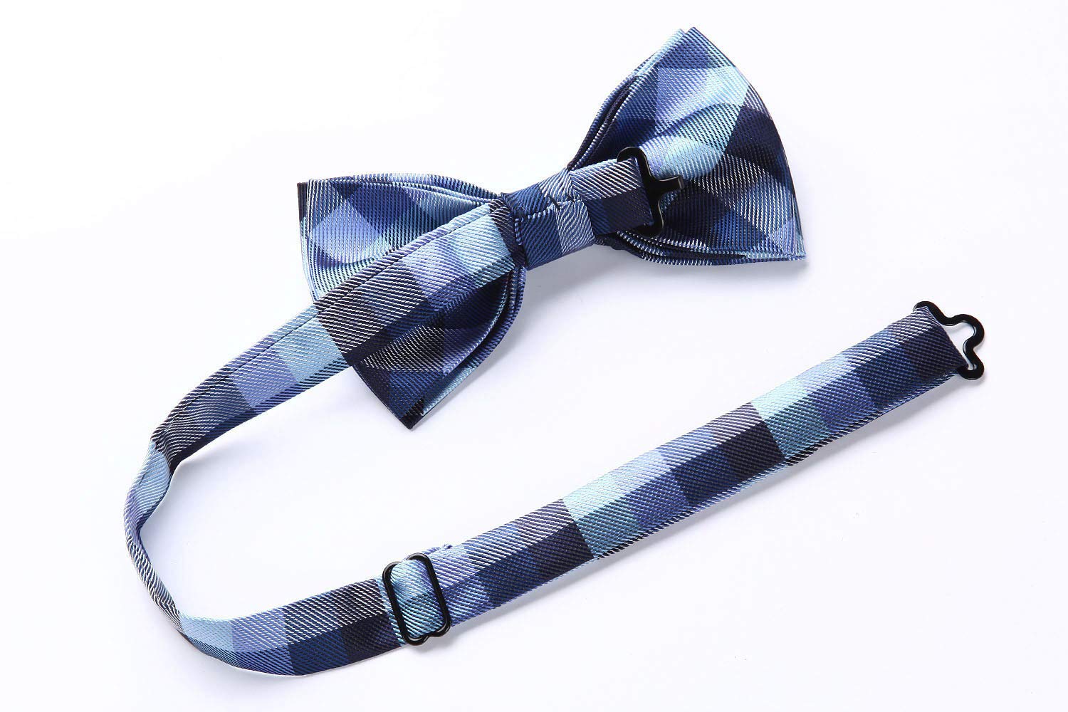 HISDERN Bow Ties for Men Plaid Blue Mens Bowtie Pretied Classic Satin Formal Business Bow Tie Adjustable Tuxedo Bowties for Wedding Party