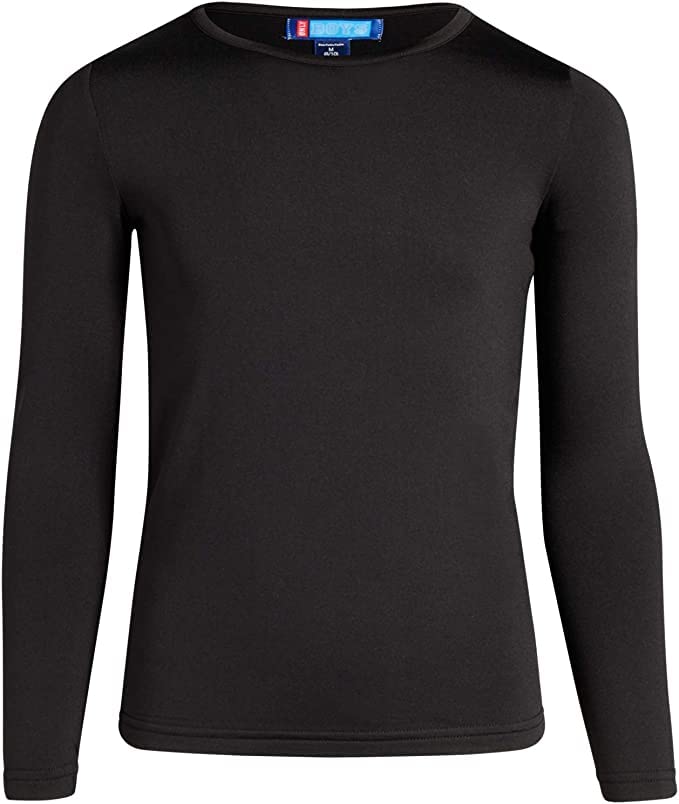 ONLY BOYS Thermal Underwear Set ? 4 Piece Brushed Fleece Top and Long Johns (2T-16), Size 6/7, Black/Black