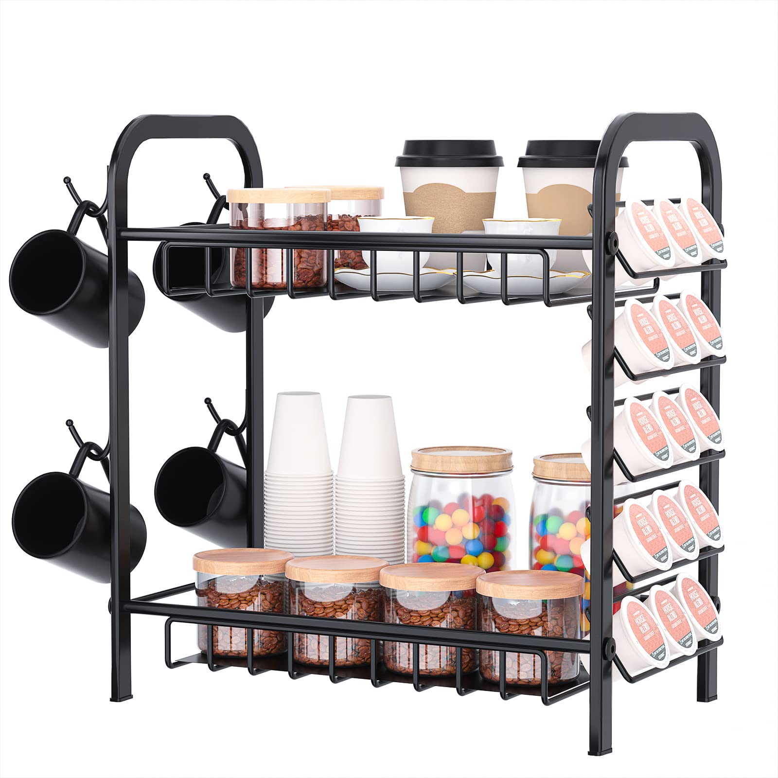 Kecio K Cup Holder, Large Capacity Coffee Pod Holder Coffee Bar Accessories and Cup Storage Organizer, Metal Coffee Station Organizer Save Space for Home, Kitchen, Office, Countertop (Capacity of 15)