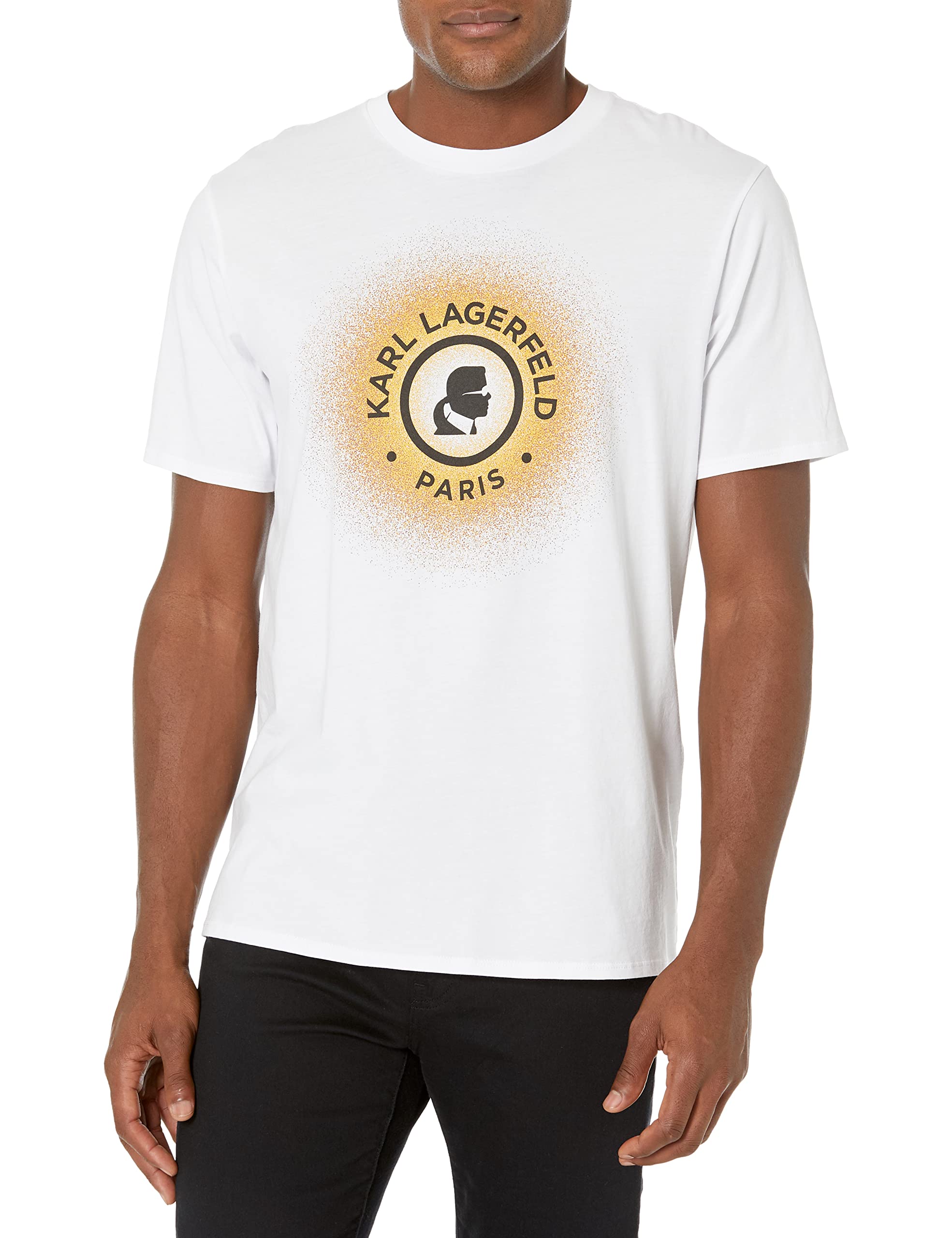 Karl Lagerfeld Paris Men's Karl Sun Print Logo Crew Neck T-Shirt, White, Small