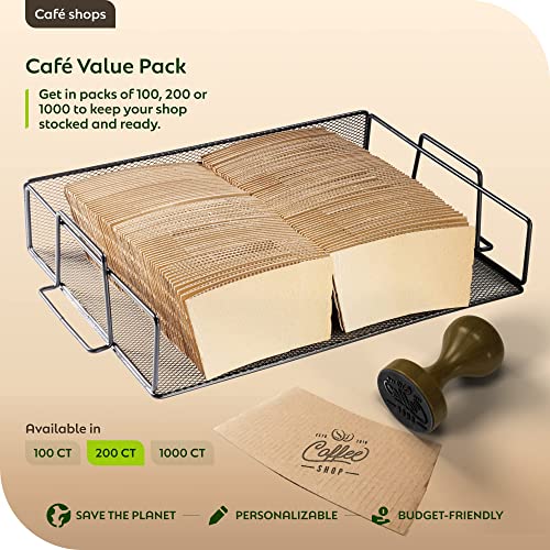 Kraft Paper Hot Cup Sleeve Jacket Holder | Corrugated Cardboard Protective Hot And Cold Insulator | Espresso Coffee Milk Tea Beverage And Hand Protector Fits 12/24oz Paper cups (Kraft, 200)