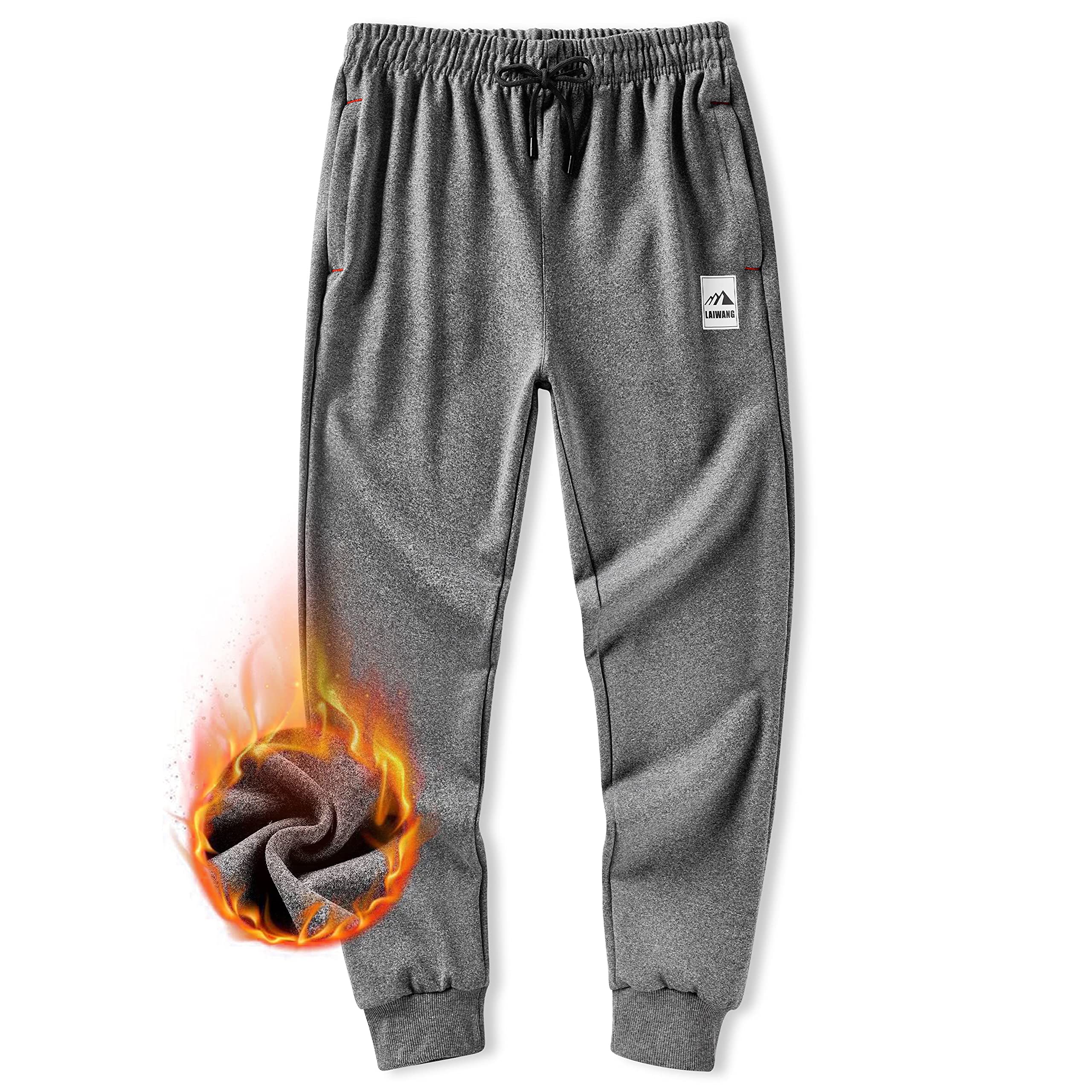 LAIWANG Men's Warm Lined Athletic Sweatpants Jogger Fleece Pants Winter Warm Track Pants (1# Black, XL)