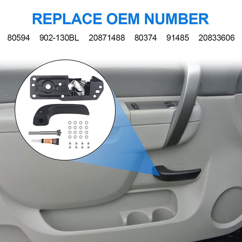 JDMON Front Driver Side Interior Door Handle Kit Replacement for 2007-2013 Chevy Tahoe/Avalanche/Silverado 1500 Suburban GMC Yukon/Sierra, Cadillac Escalade ESV Inside Handle Replaces 20833606 80374