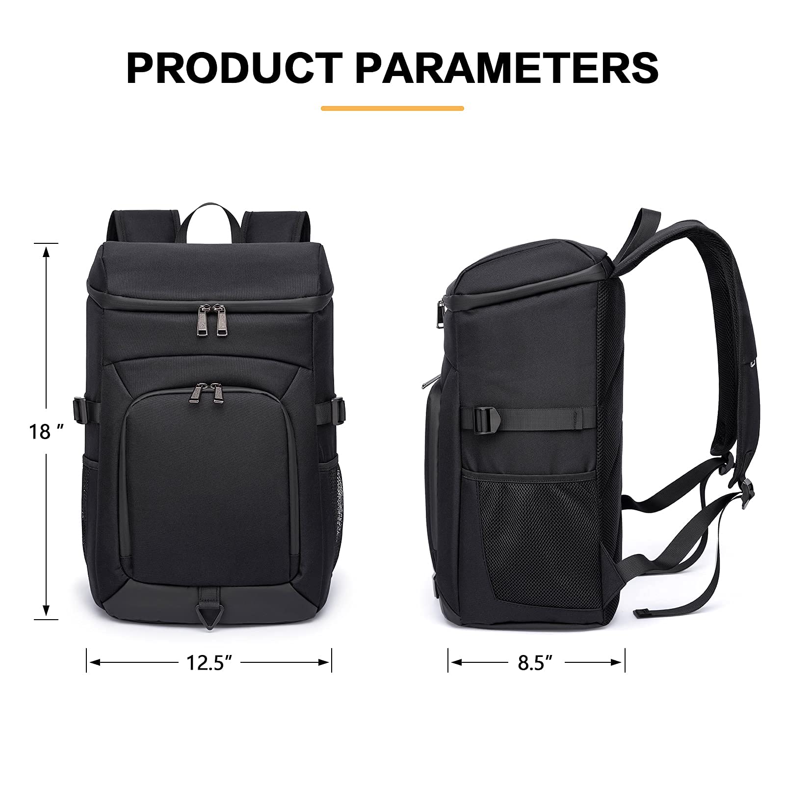 LEMONWORLD Backpack Cooler 40 Cans Insulated Leak Proof Soft Cooler Bag Lunch Backpack for Men Small Cooler Backpack, Black