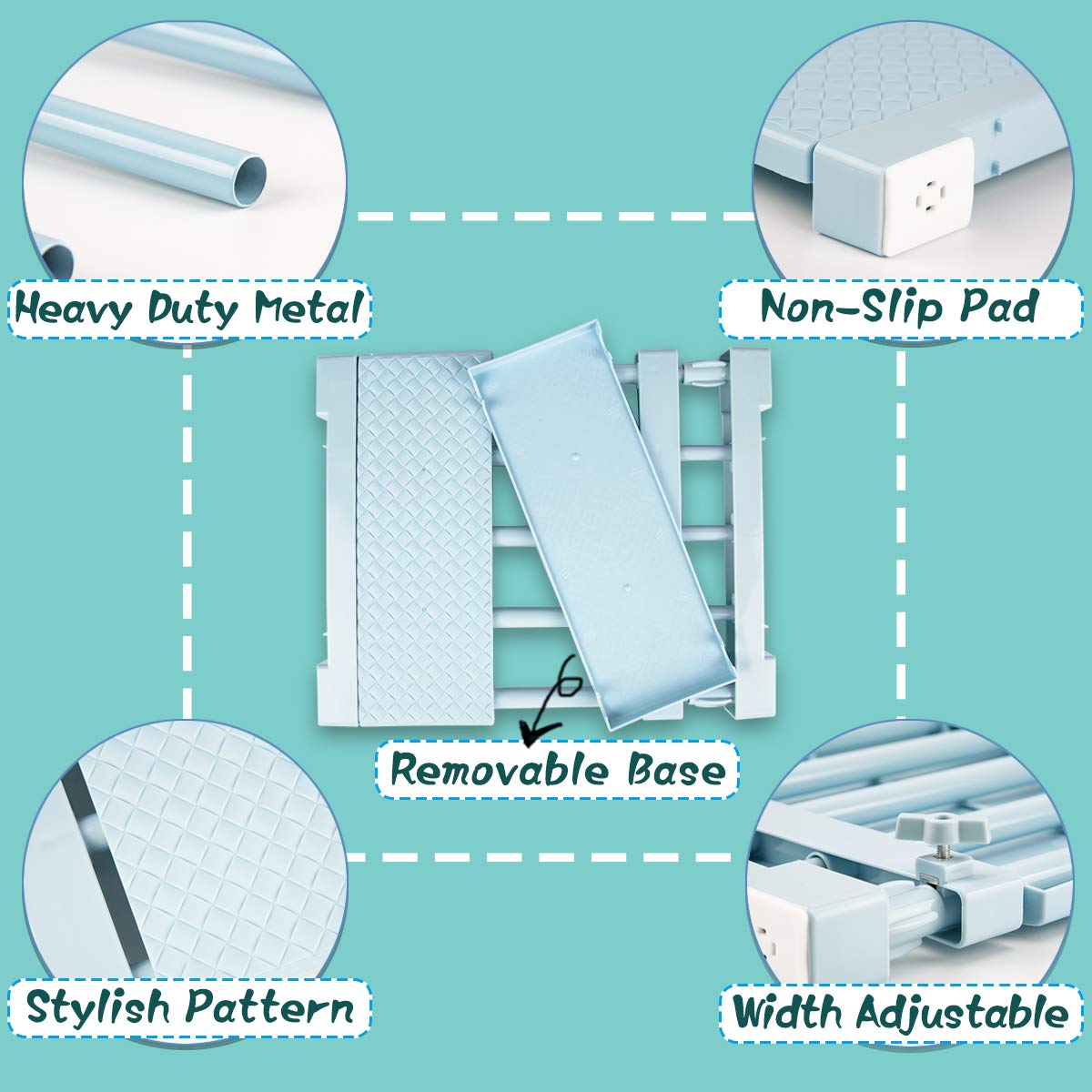 Hiverst Width Adjustable Locker Shelf, Extends to Fit Your Locker, School Locker Accessories, Fits 12 to 16 inches Width Lockers (White)